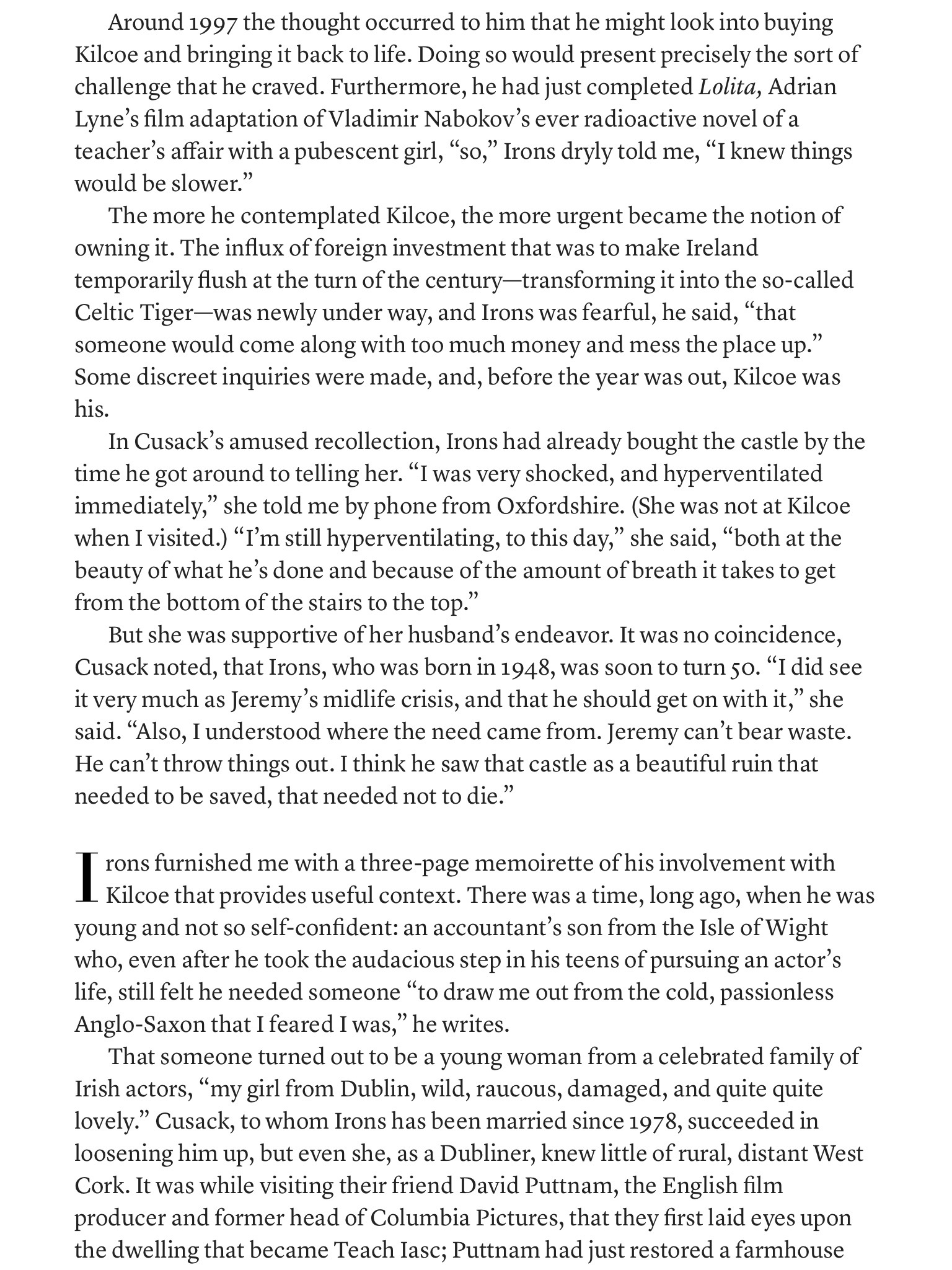 Kilcoe Castle | jeremyirons.net