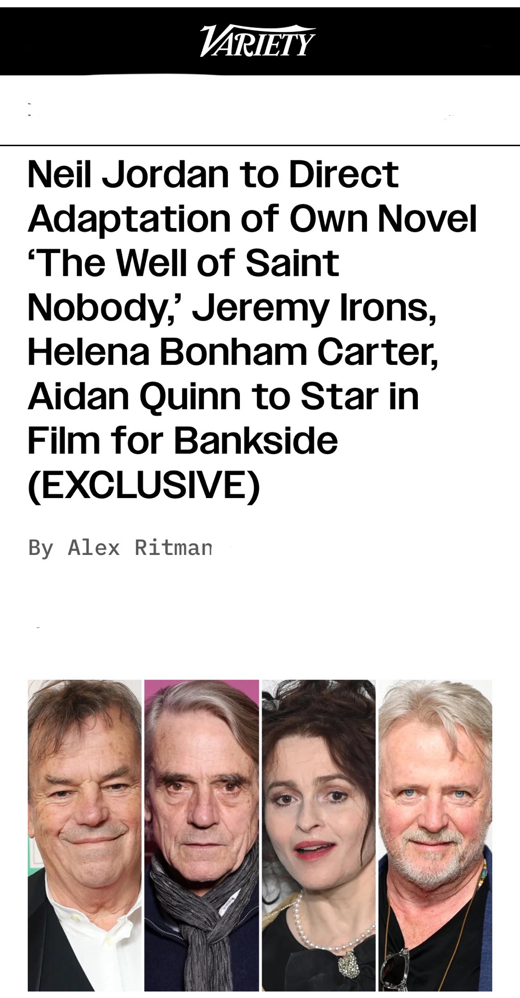 Jeremy Irons to Star in Neil Jordan’s ‘The Well of Saint Nobody ...
